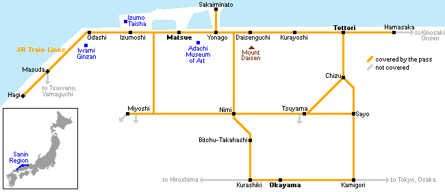JR Sanin Okayama Area Pass