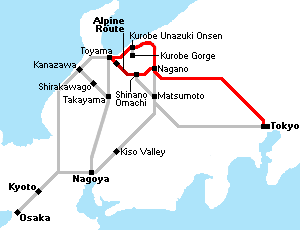 Suggested itineraries for the Tateyama Kurobe Alpine Route